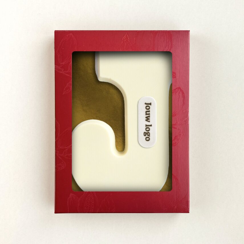LogoLetter J wit 200 gram | Chocolade met logo