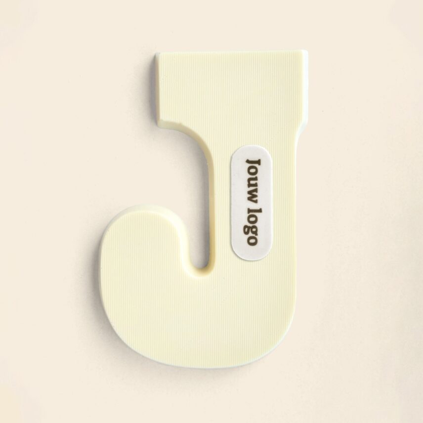 LogoLetter J wit 200 gram | Chocolade met logo